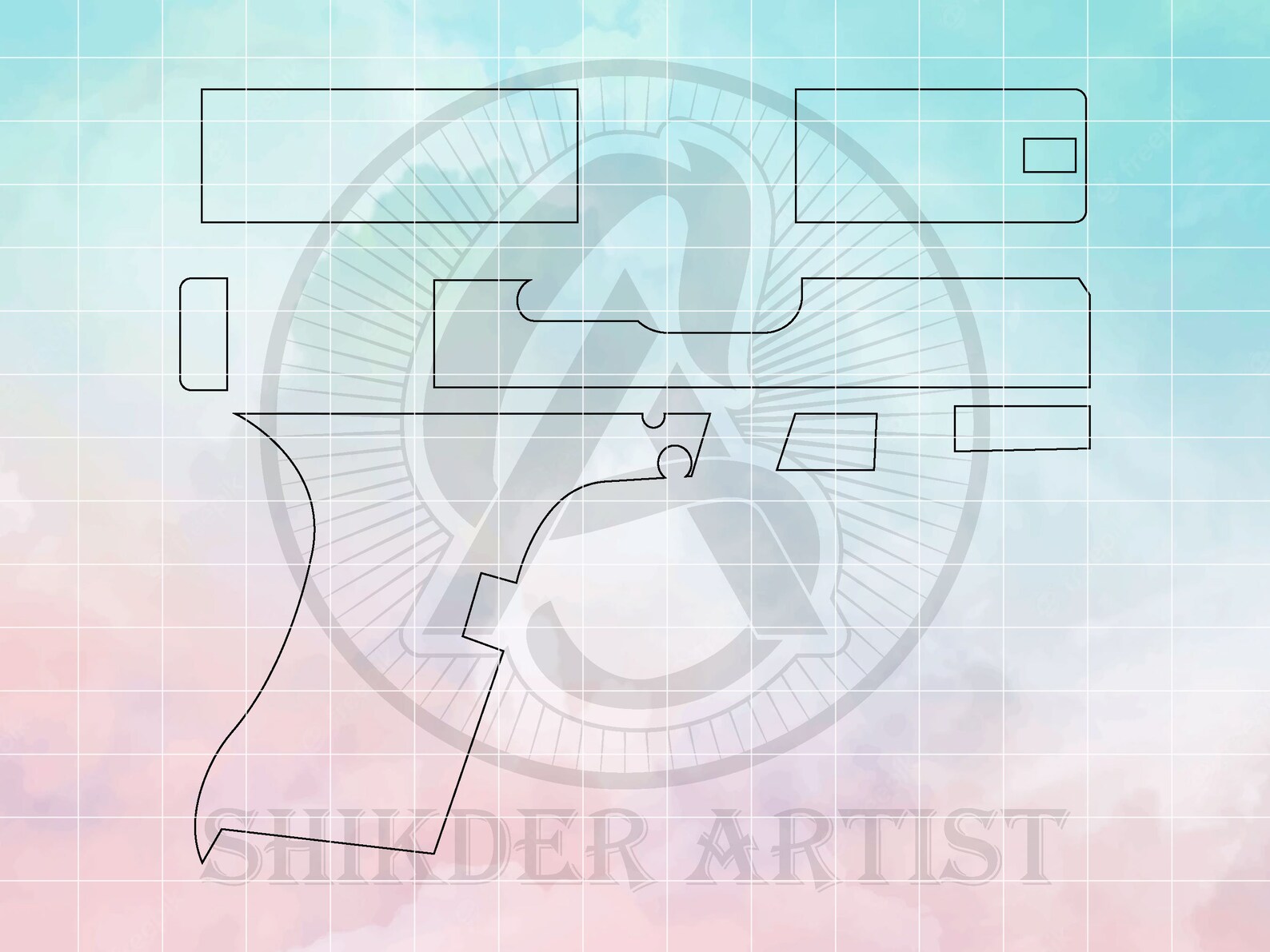 Glock 26 Gen 4 Gun Blank Template Ai 8, Svg, Dxf, Png, Pdf, Laser Cut ...