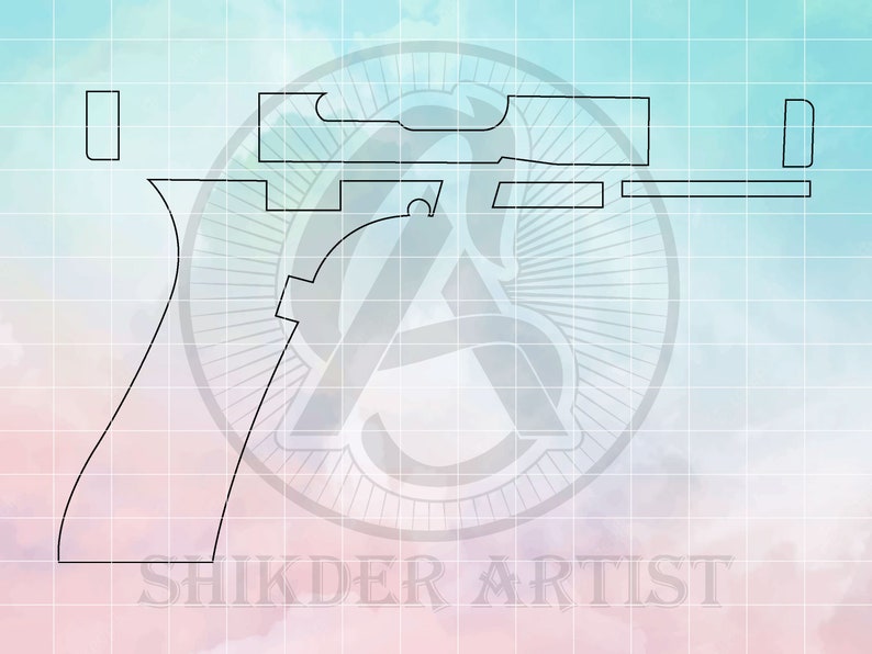 Glock 17 Gen 5 Gun Blank Template Ai 8, Svg, Dxf, Png, Pdf, Laser Cut ...