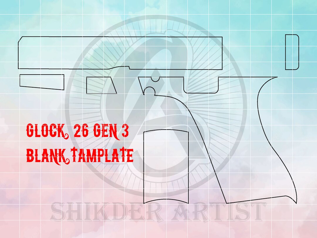 Glock 26 Gen 3 Gun Blank Template Ai 8, Svg, Dxf, Png, Pdf, Laser Cut ...