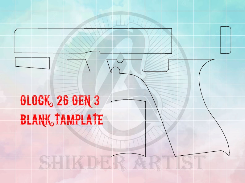 Glock 26 Gen 3 Gun Blank Template Ai 8, Svg, Dxf, Png, Pdf, Laser Cut Design - Etsy