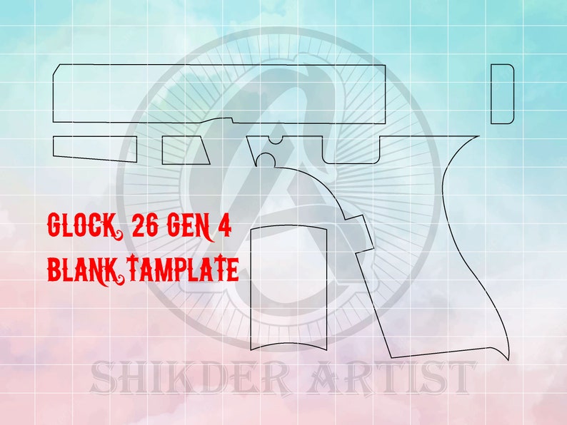 Glock 26 Gen 4 Gun Blank Template Ai 8, Svg, Dxf, Png, Pdf, Laser Cut Design - Etsy