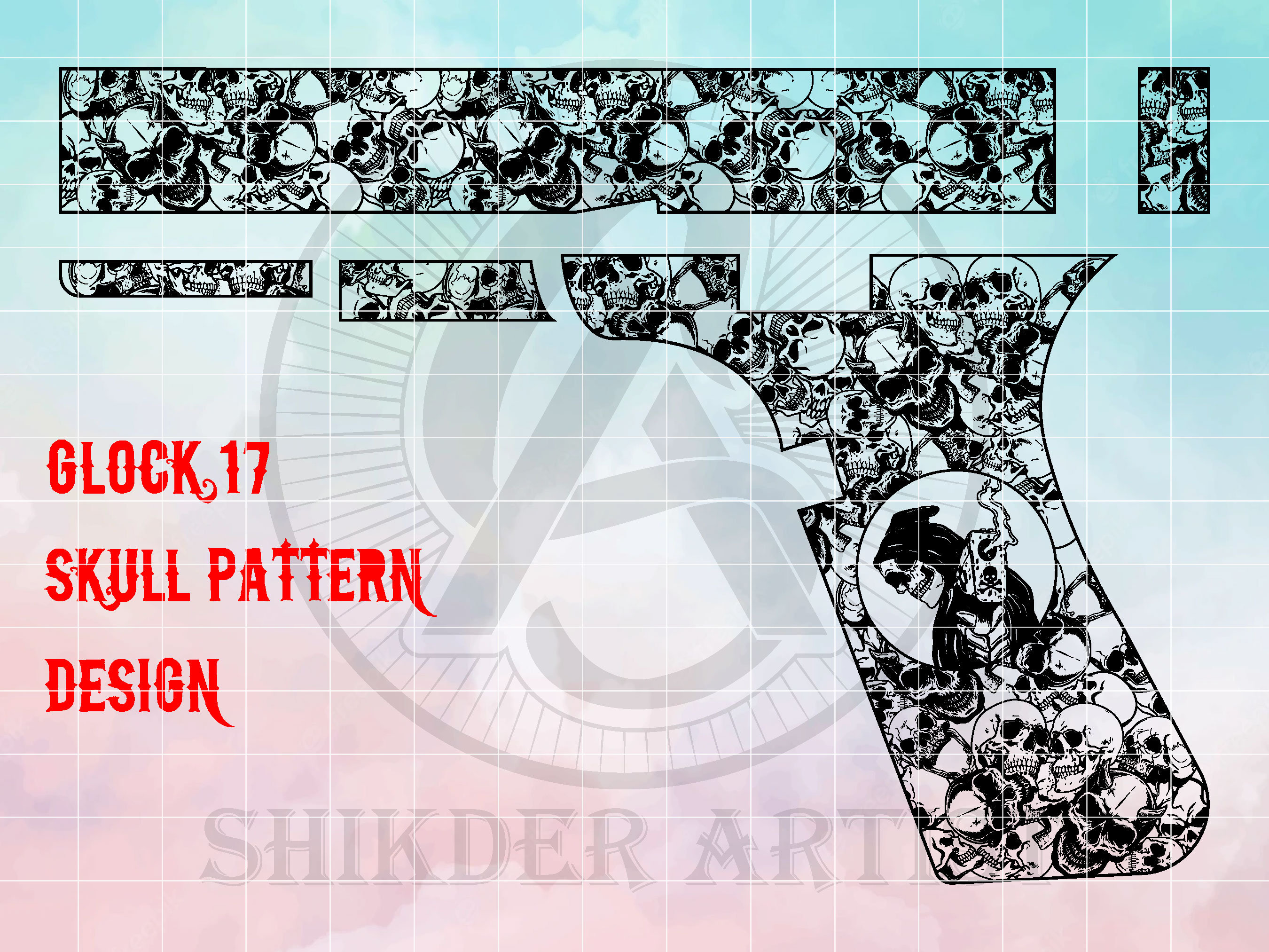 Glock 17 Skull Pattern Design for Laser Files Ai 8 Svg Dxf - Etsy