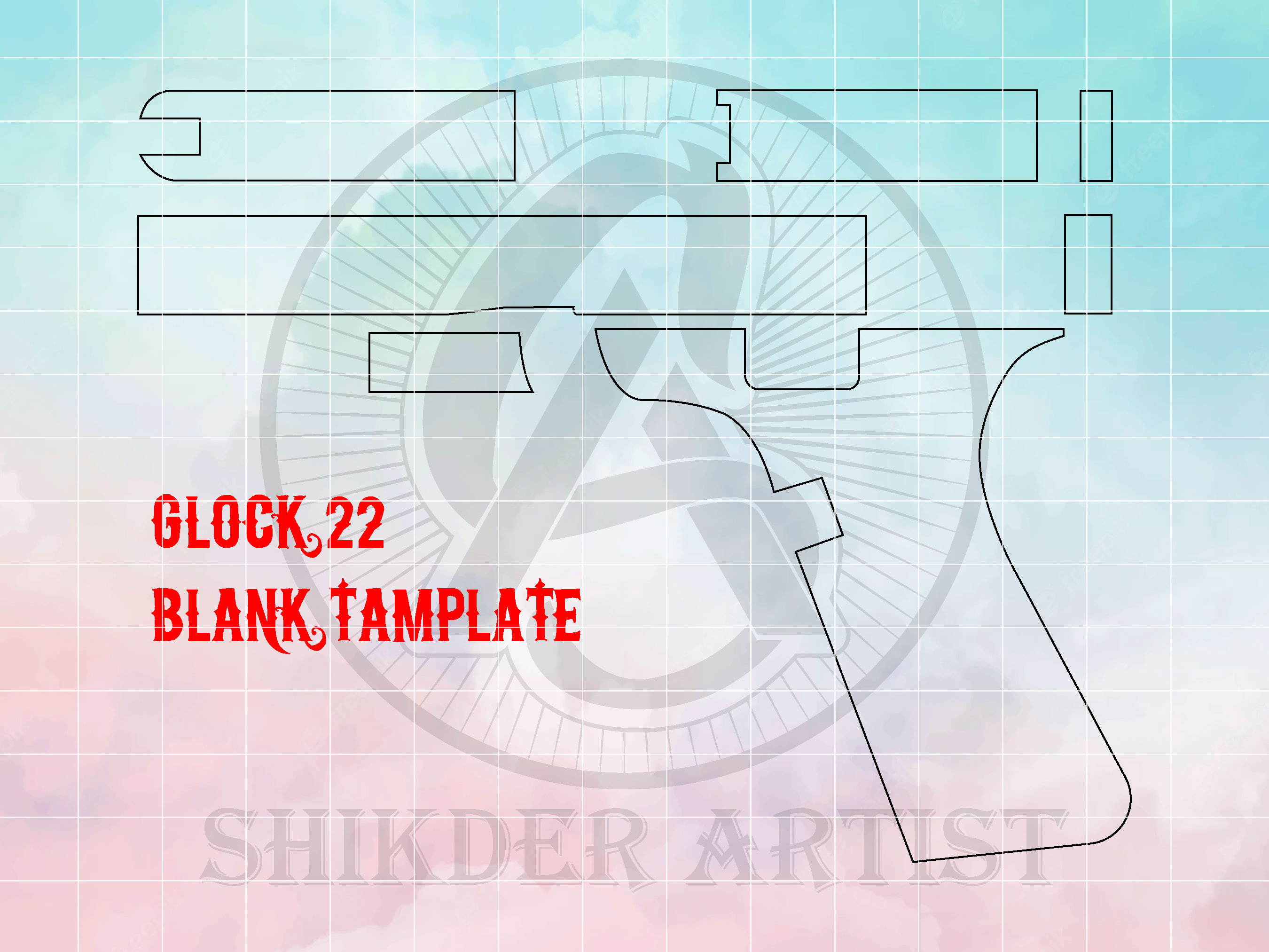 Glock 22 Gun Blank Template Ai 8, Svg, Dxf, Png, Pdf, Laser Cut Design ...