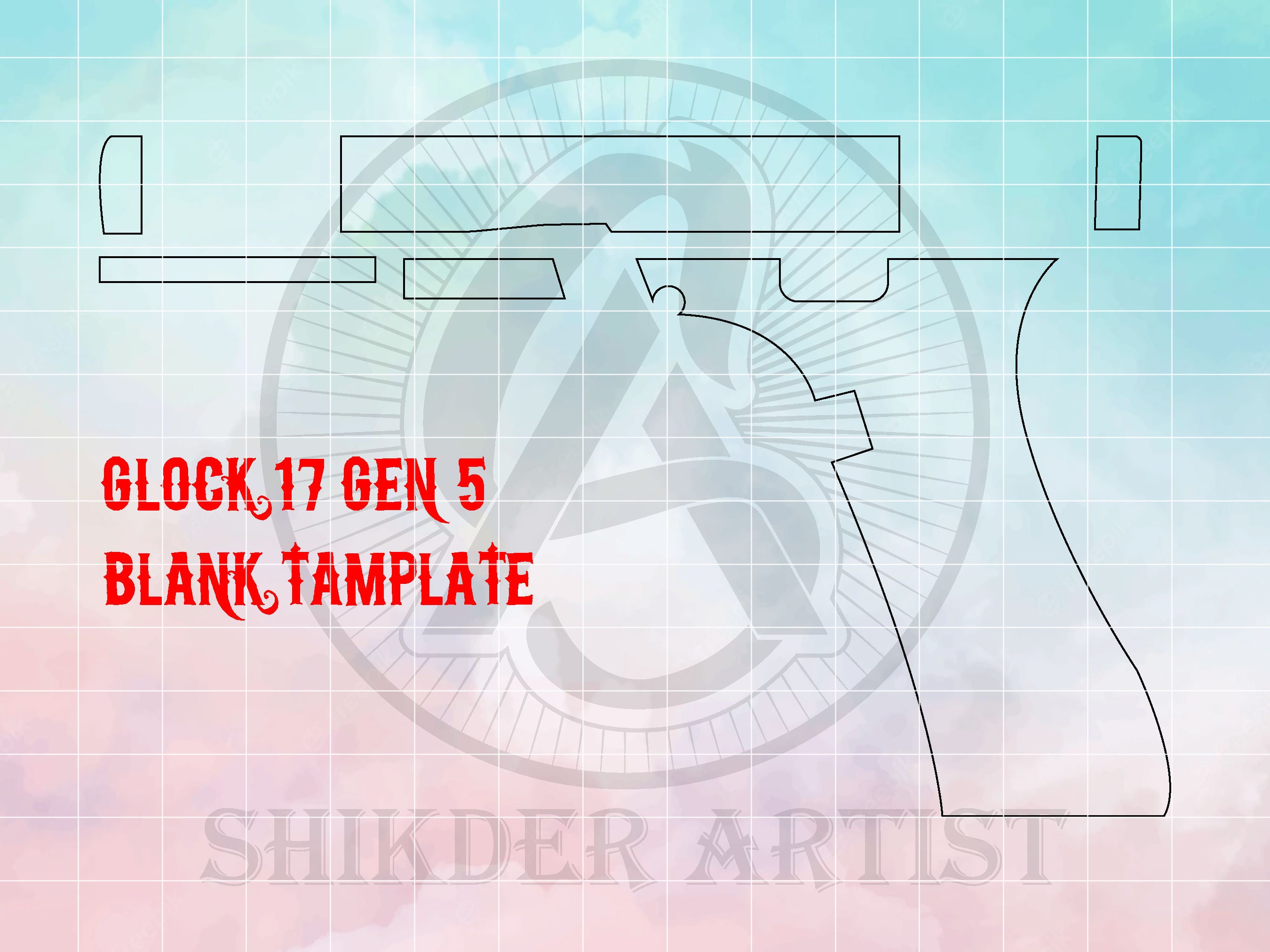 Glock 17 Gen 5 Gun Blank Template Ai 8, Svg, Dxf, Png, Pdf, Laser Cut ...