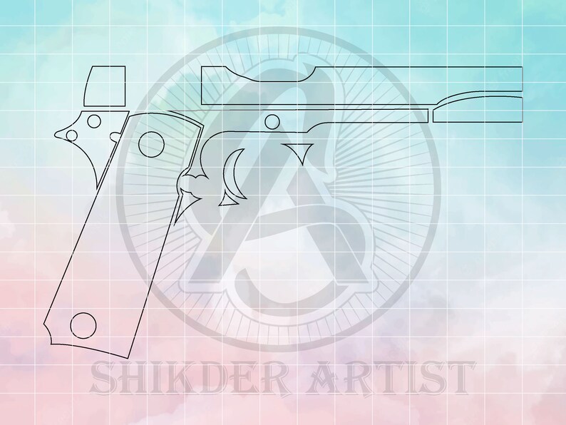 SDS 1911 Gun Blank Template Ai 8, Svg, Dxf, Png, Pdf, Laser Cut Design ...
