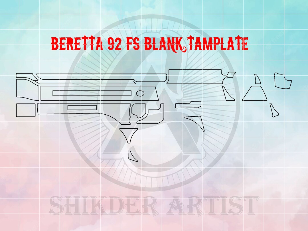 Beretta 92fs Gun Blank Template Ai 8, Svg, Dxf, Png, Pdf, Laser Cut ...