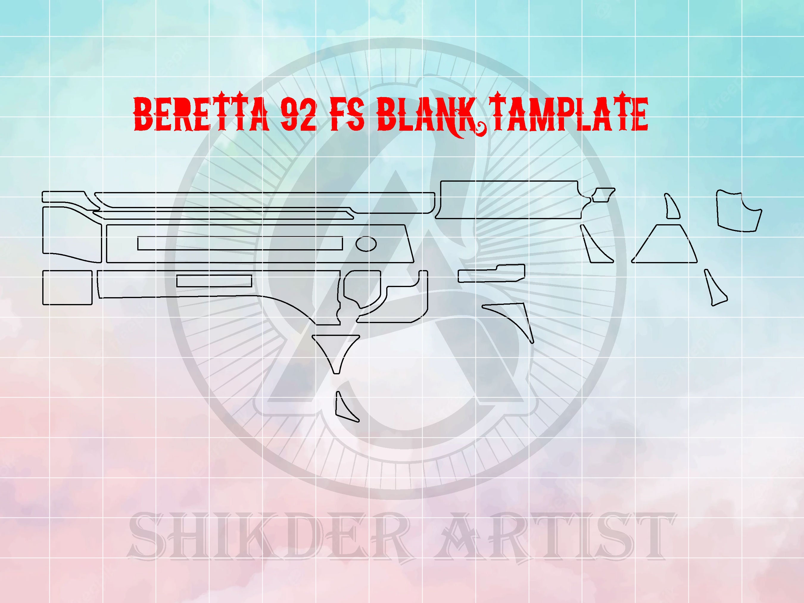 Beretta 92fs Gun Blank Template Ai 8, Svg, Dxf, Png, Pdf, Laser Cut ...