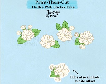 Tropical Heart Sticker Files, Plumeria Gardenia Flower & Leaves Print ...