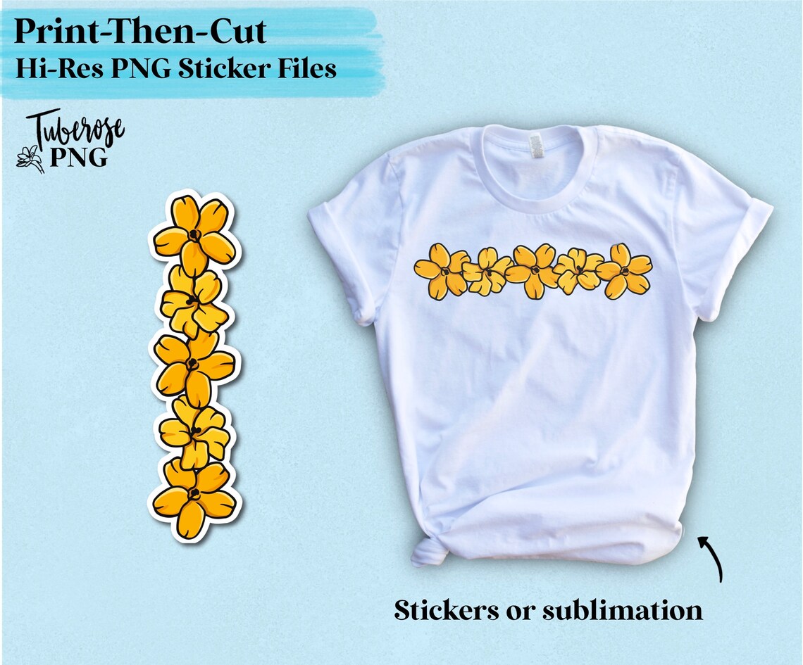 Puakenikeni Sticker Files, Flower Print Then Cut Cricut Files, Hi Res ...