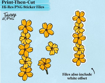 Tropical Heart Sticker Files, Plumeria Gardenia Flower & Leaves Print ...