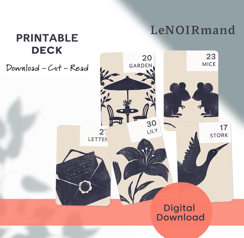 Lenoirmand Printable Instand Download Designer Tarot Lenormand Cards ...