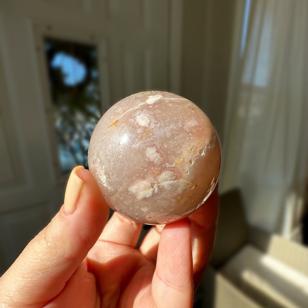 Pink Flower Agate Sphere, Polished Flower Agate Sphere, Pink Flower ...