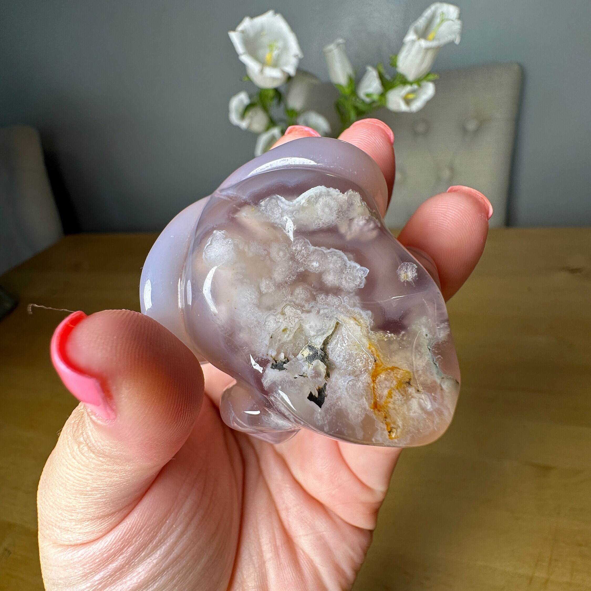 Flower Agate Frog Carving, Cute Flower Agate Carving, Flower Agate ...
