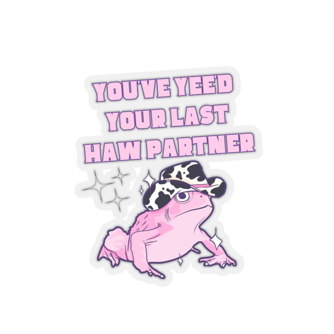 Last Yee Haw Frog Cowboy Meme Pastel Funny Kiss-cut Stickers - Etsy