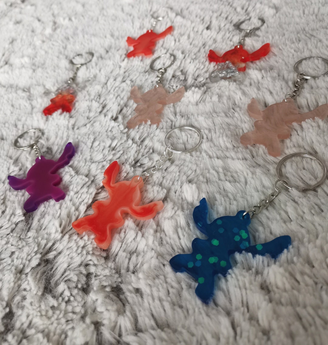 Handmade Epoxy Resin Stitch Keychain With Glitter and Gold Leaf Gift ...