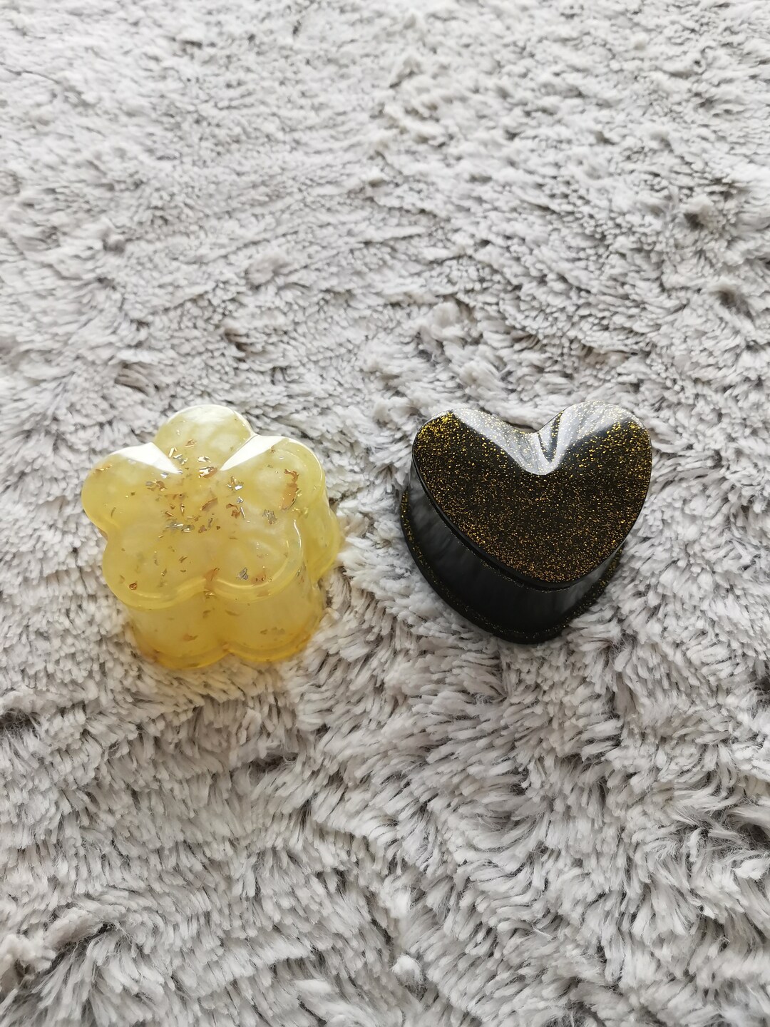 Jewelry Boxes in Resin and Sequins, Gold Leaf, Storage Box and Lid ...