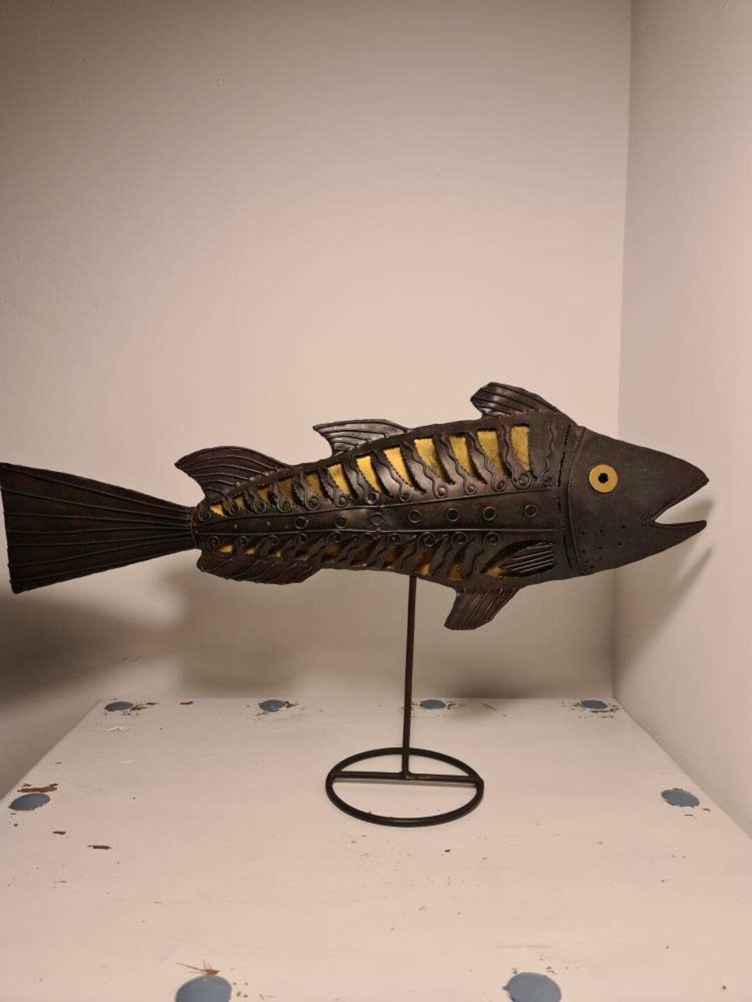 Vintage Artisan Crafted Fish Sculpture Plasma Cut Steel Fish Artwork ...