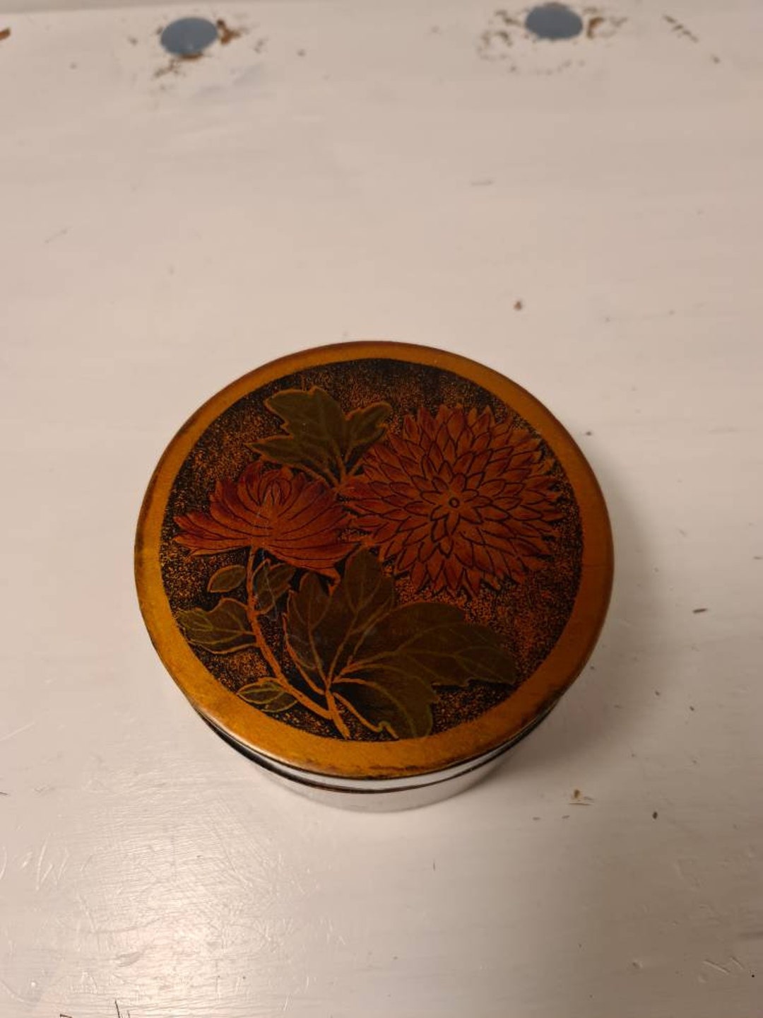 Vintage Japanese Hand-carved Round Box W/ Lid - Etsy