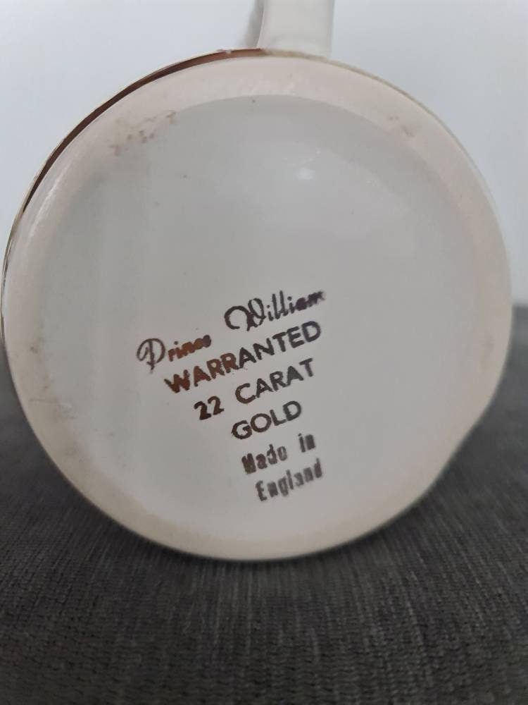 Vintage Prince William Pottery Large White & Gold Tankard With an ...