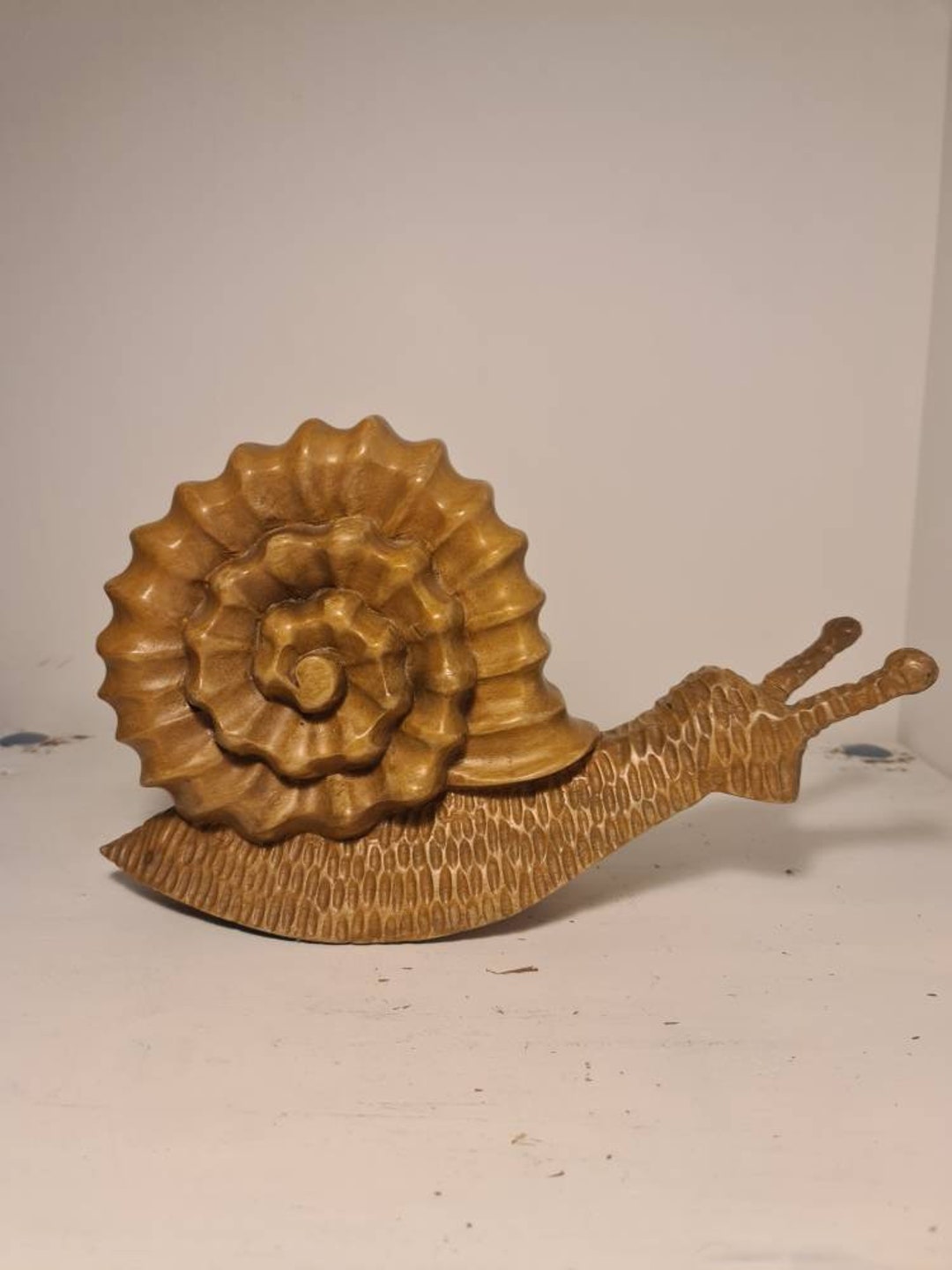 Vintage Wooden Snail, Arthur Court, 1980, Snail Statue Wood Carving ...