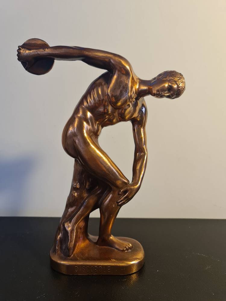Discóbolo Atleta Gran Estatua de Bronce Falso Antigua Grecia Discóbolo ...