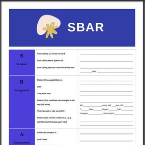 SBAR Template Digital Tool Blue Print as Many Times You Want ...