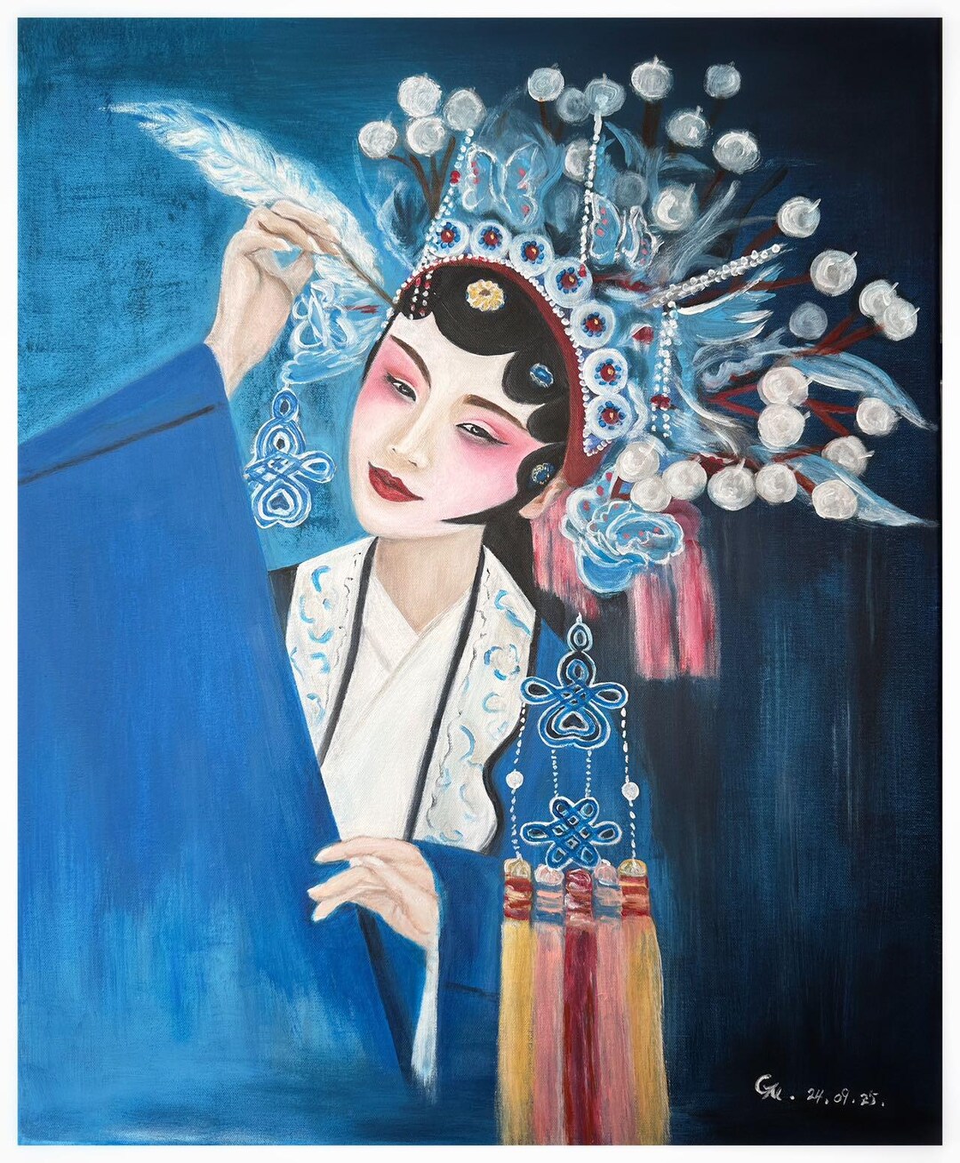 Chinese Opera Singer 30x24 Inch Original Handmade Acrylic Oil Painting ...