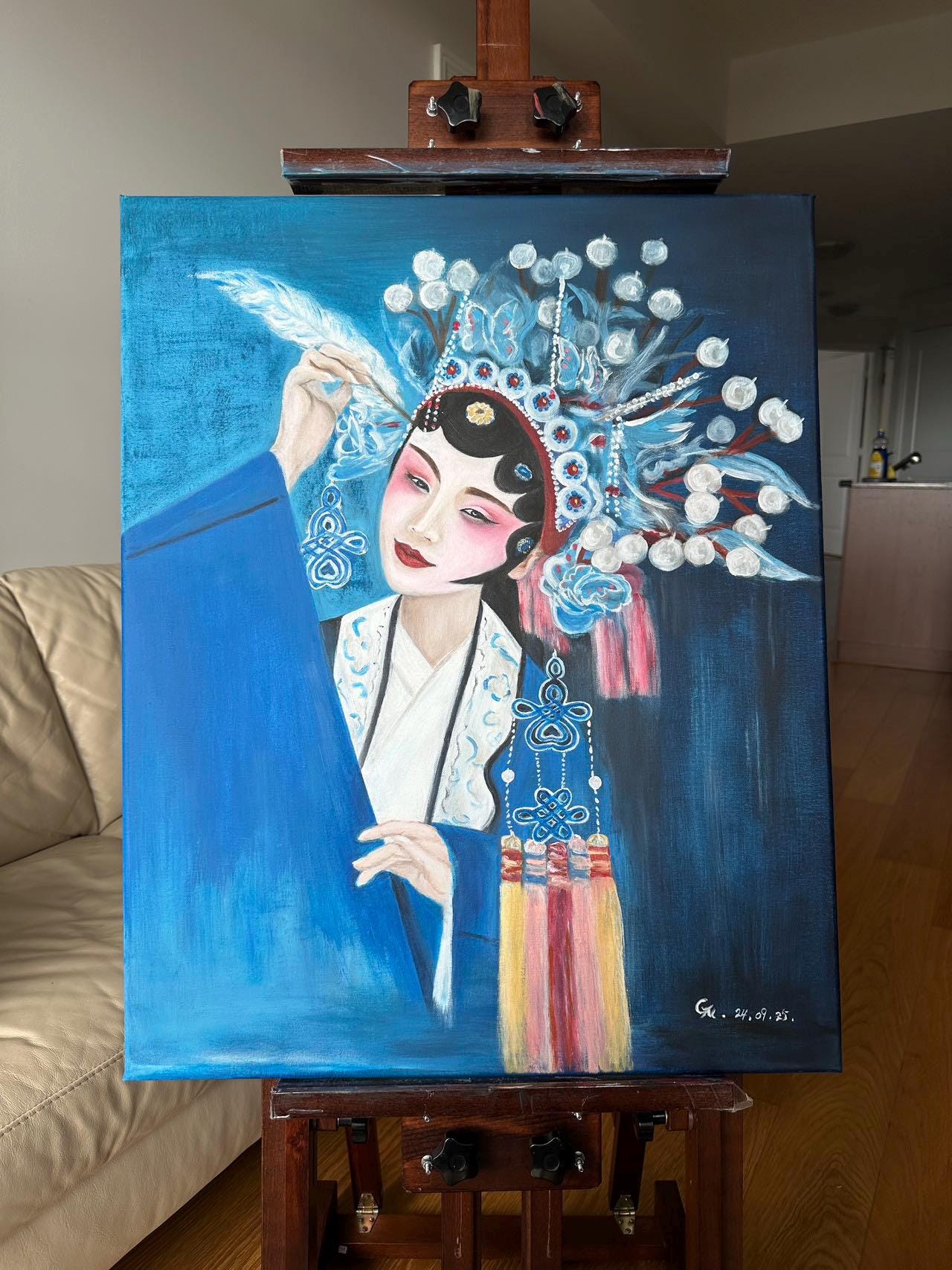 Chinese Opera Singer 30x24 Inch Original Handmade Acrylic Oil Painting ...