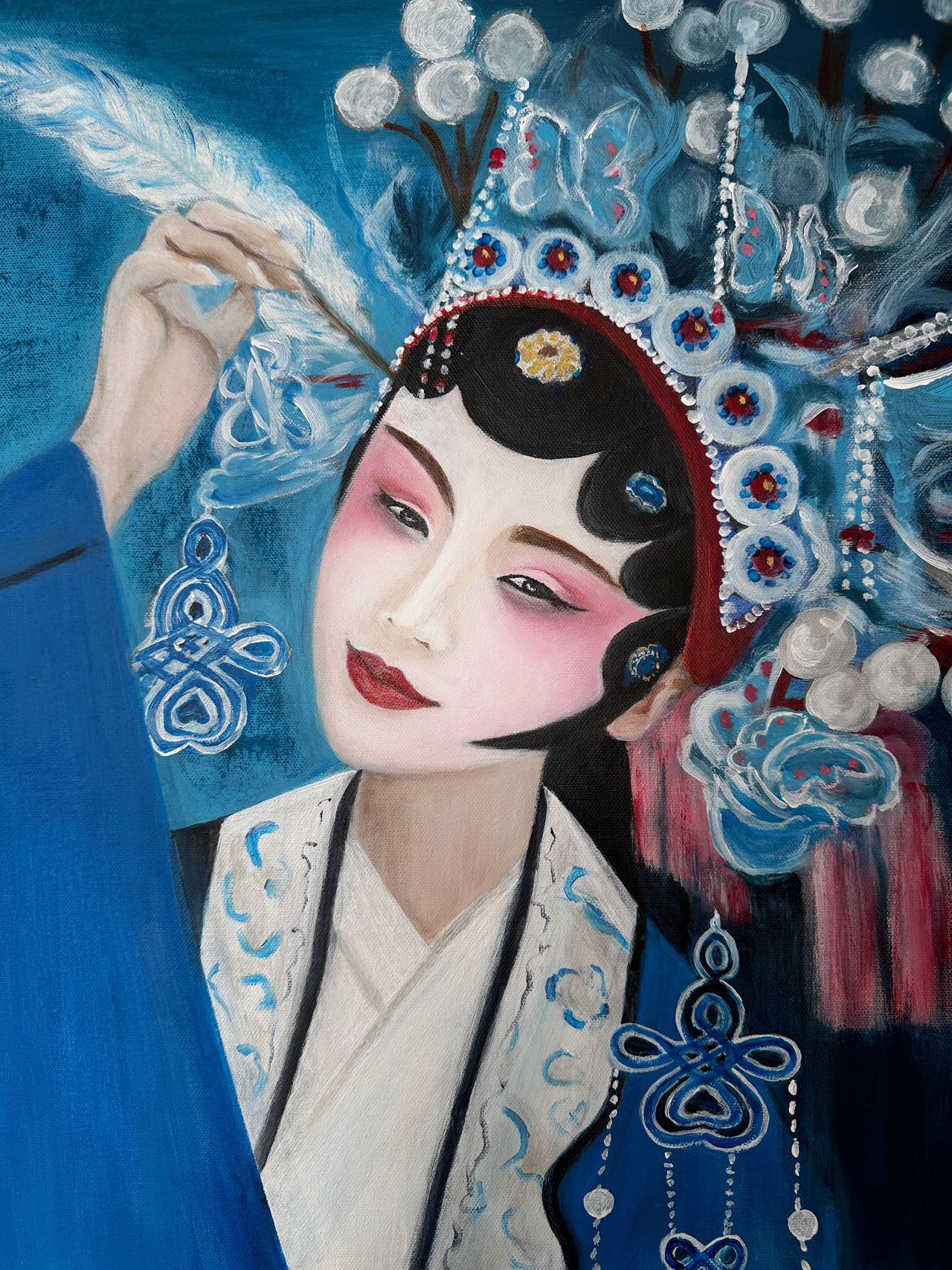 Chinese Opera Singer 30x24 Inch Original Handmade Acrylic Oil Painting ...