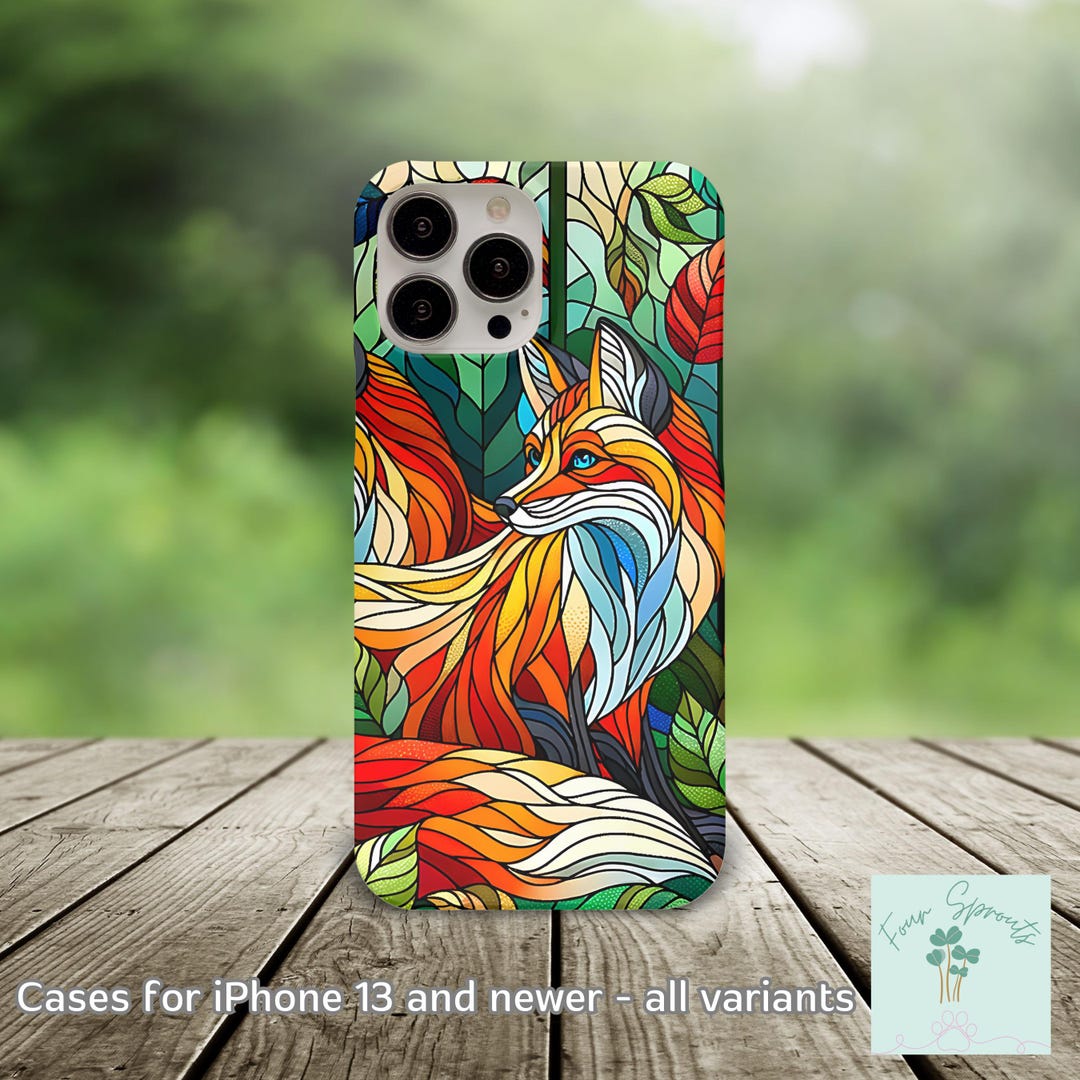 Ruby Fox Stained Glass Phone Case, Artistic Fox Design, Nature-inspired ...