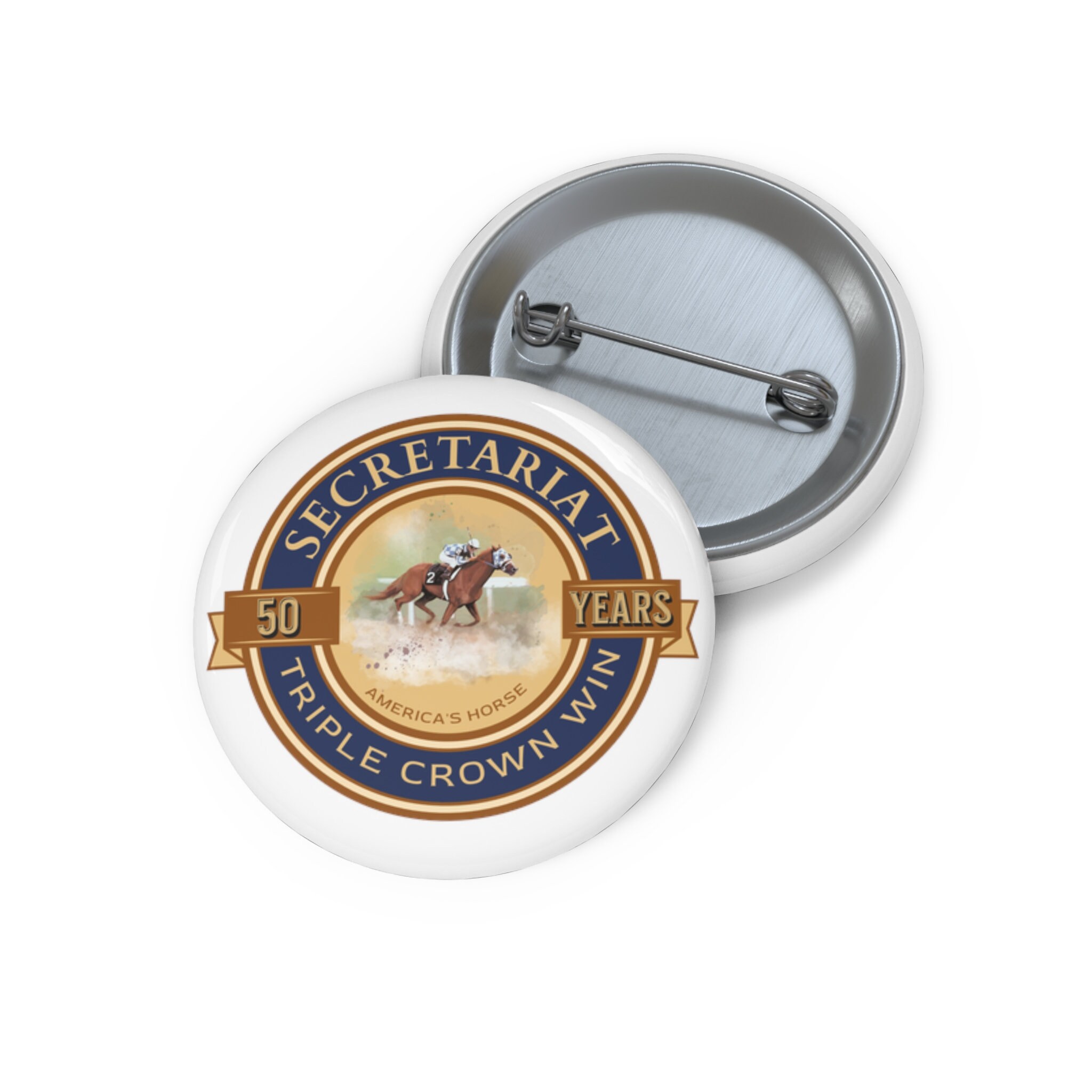 Secretariat 50 Year Triple Crown Win Pin Buttons, Secretariat America's ...