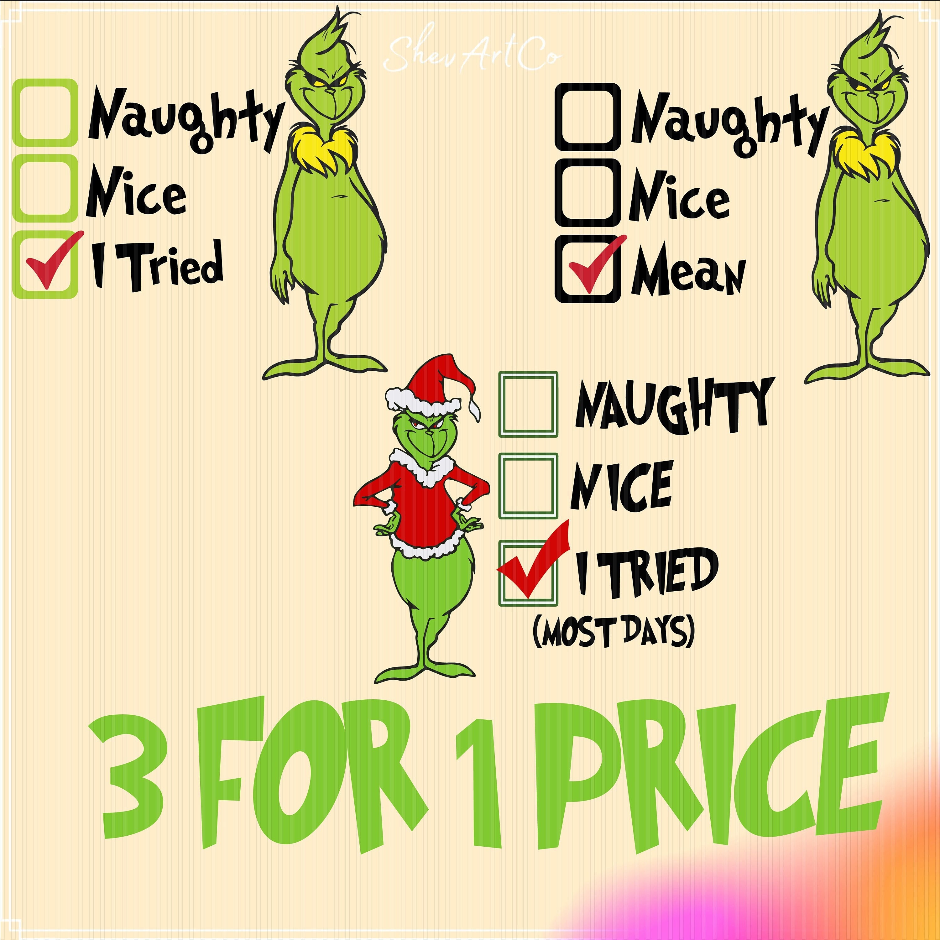 Grinch Naughty Nice Png - Etsy
