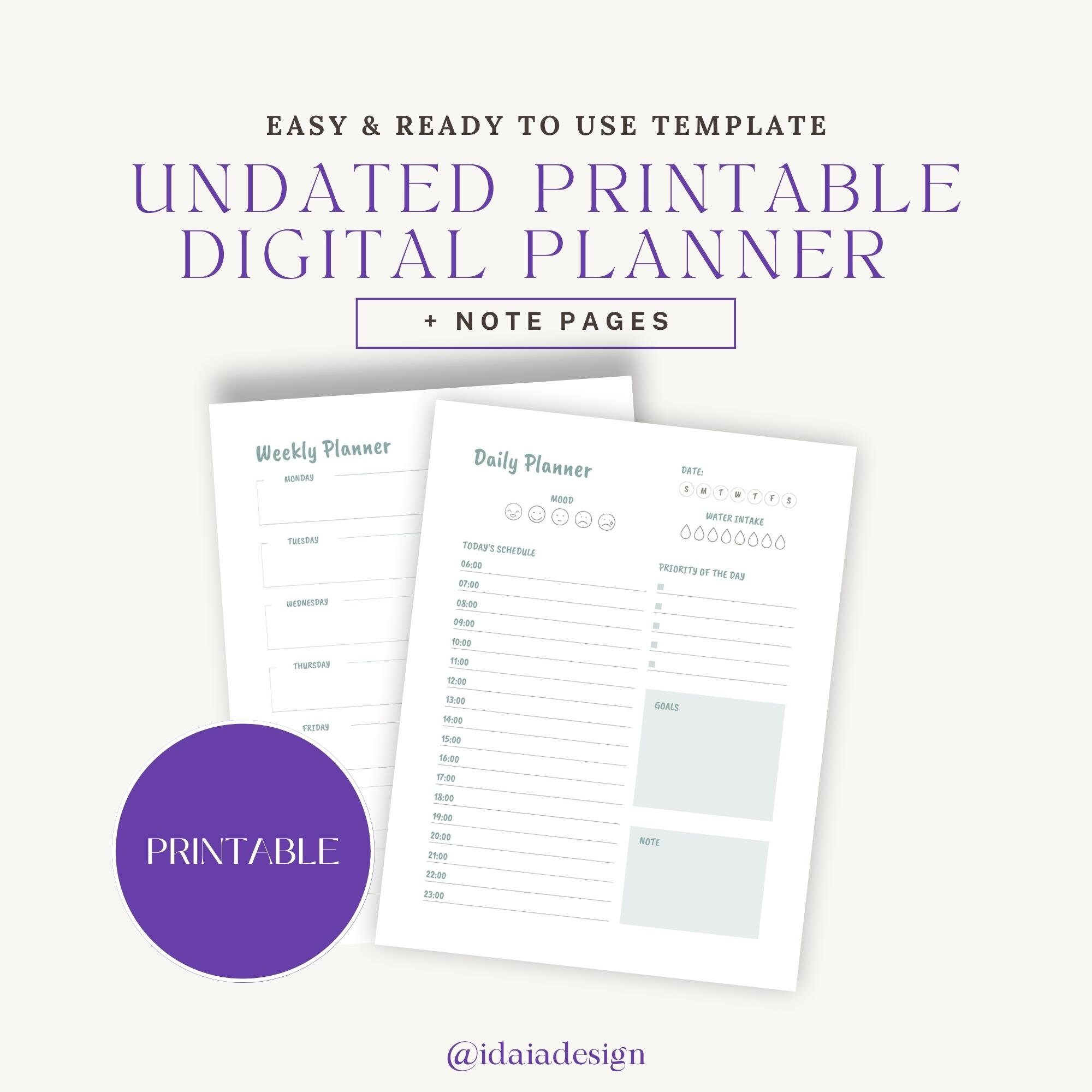 Weekly Daily Planner Printable Undated Planner ADHD Planner Digital ...