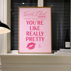 Guest Check Poster Dorm Decor, Preppy Bathroom Print, Y2K Poster, Pink ...