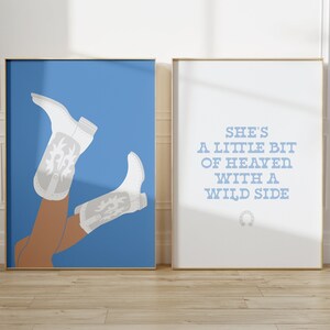 Coastal Cowgirl Western Dorm Room Gallery Wall Art Set of 2, Preppy ...