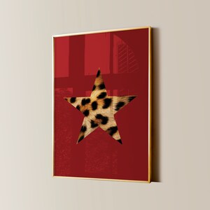 Trendy Leopard Star Print, Retro Star Girl Poster, Funky Y2K Aesthetic ...