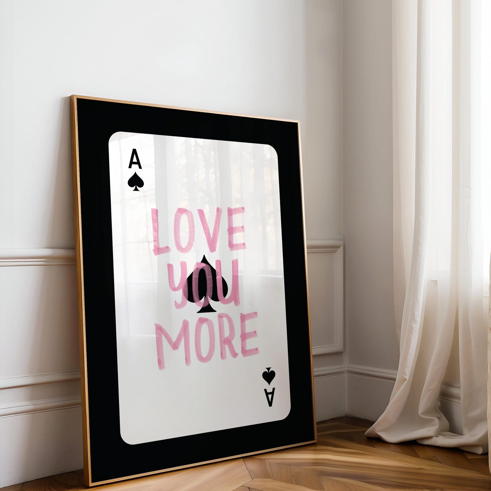 Love You More Ace of Spades Print, Girly Retro Wall Art (digital ...