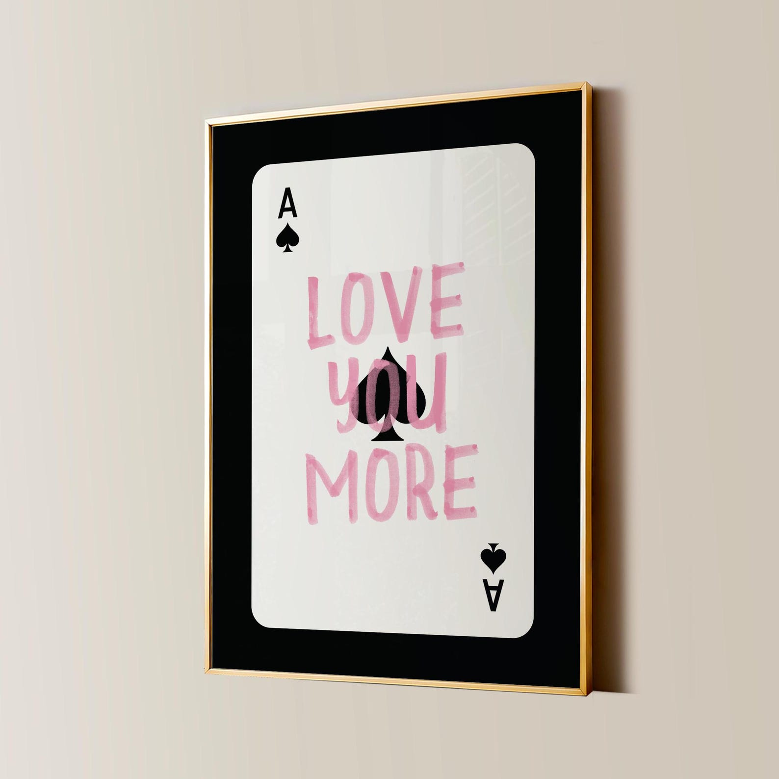 Love You More Ace of Spades Print, Girly Retro Wall Art (digital ...