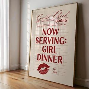 Girl Dinner Poster, Retro Kitchen Decor, Aesthetic Kitchen Wall Art ...