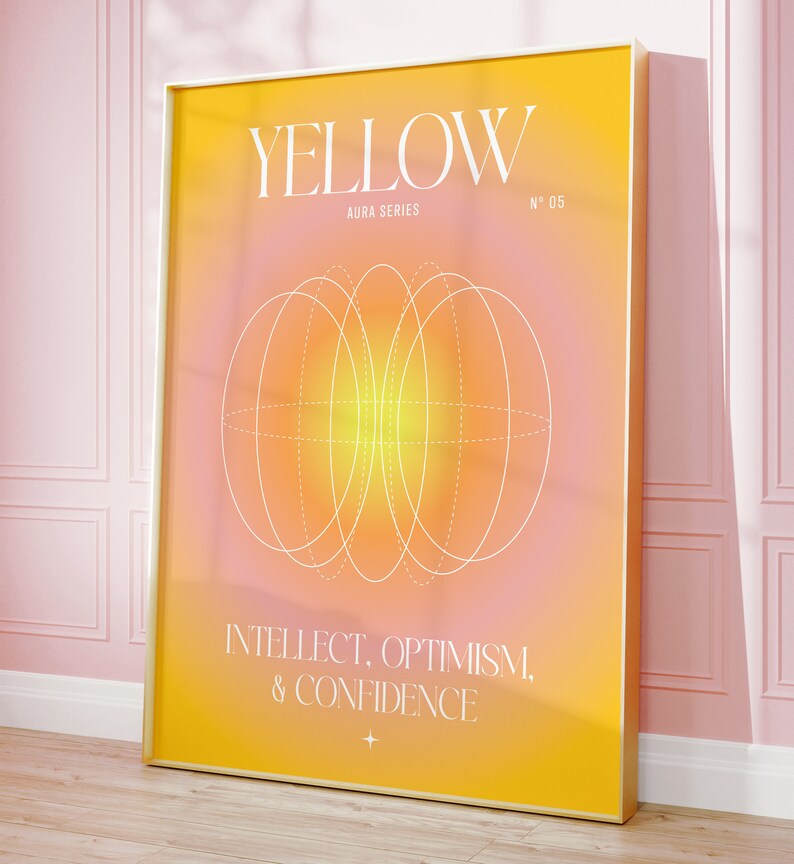 Aura Poster Daily Positive Affirmations Yellow Wall Art - Etsy