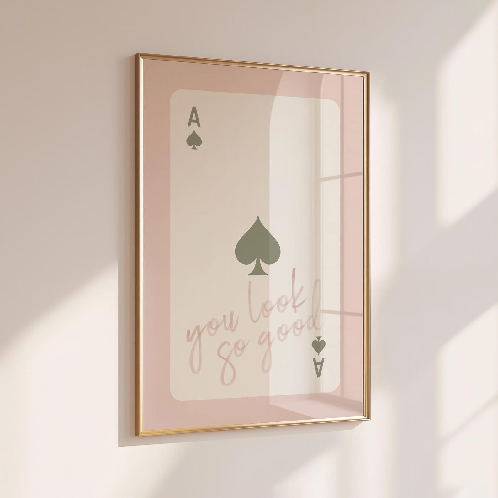 Ace of Spades Poster, You Look so Good Print, Pink Green Decor (digital ...