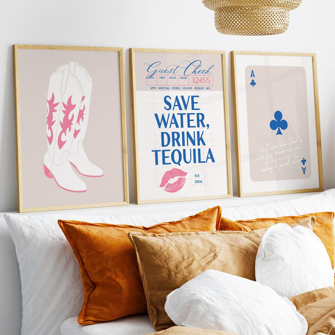 Pink and Blue Print Set of 3 Wall Art (digital Download) - Etsy