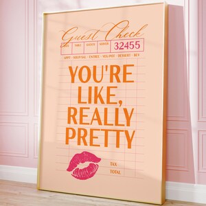Trendy Like Really Pretty Guest Check Poster, Retro Wall Art, Glamour ...
