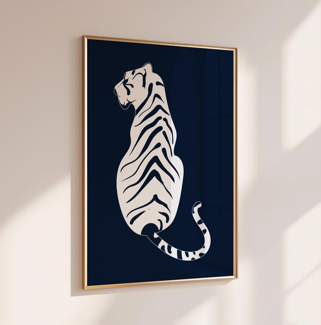 Tiger Print, Navy Aesthetic Posters, Trendy Apartment Decor, Chic ...