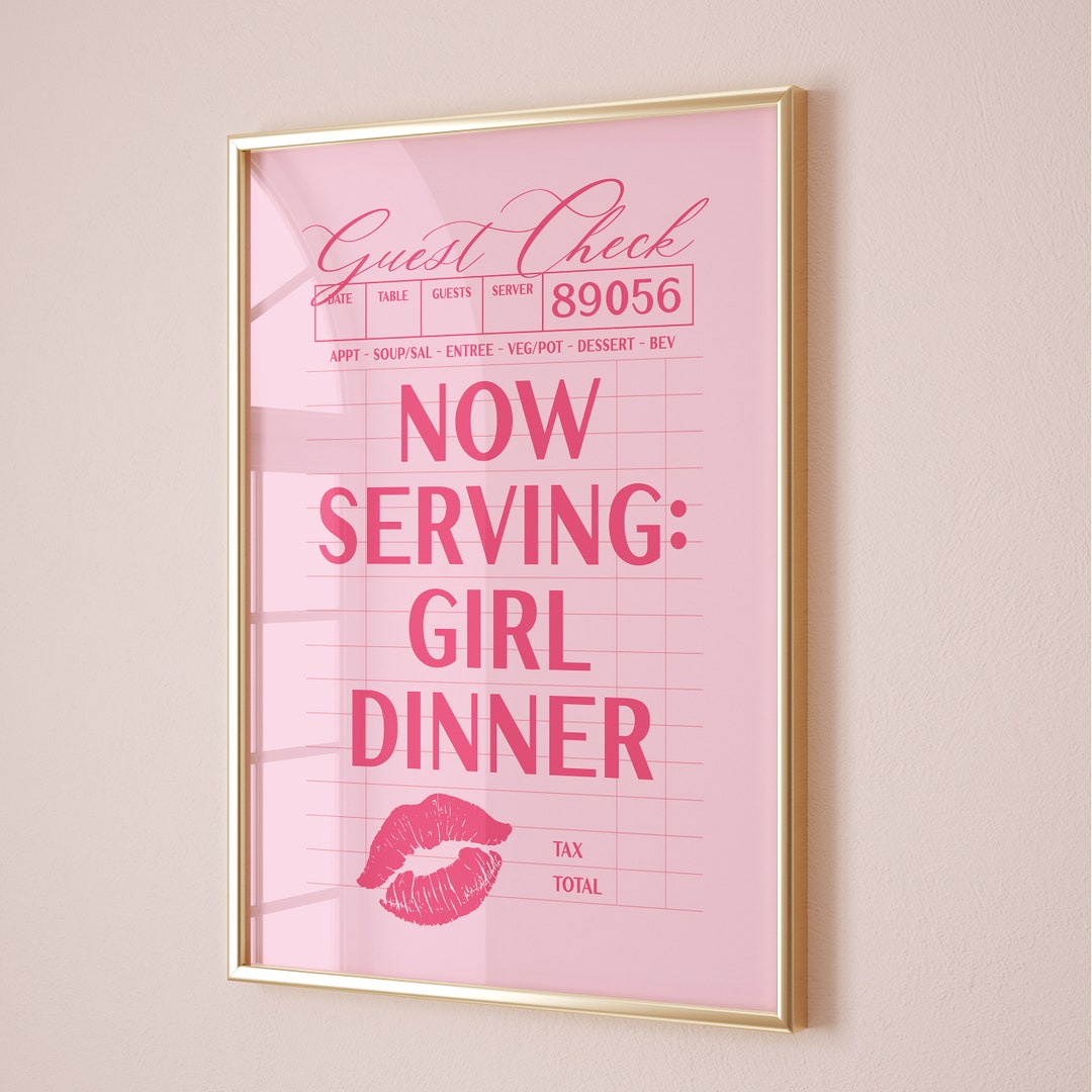 Girl Dinner Print, Aesthetic Kitchen Decor, Trendy Kitchen Prints, Hot ...