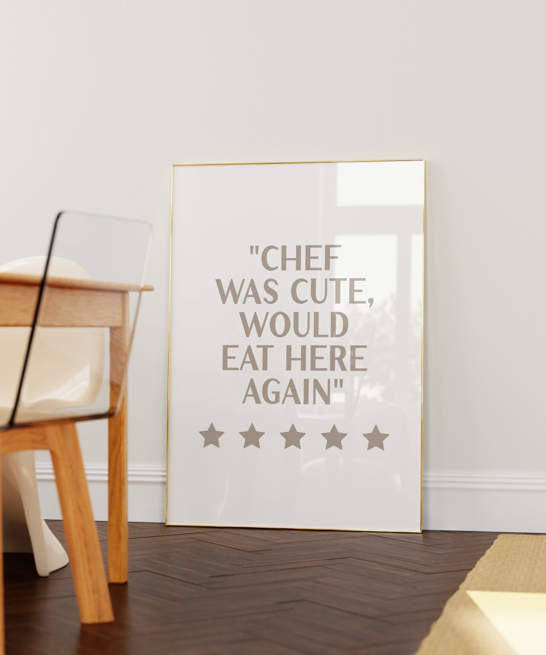 Neutral Kitchen Print, Trendy Wall Art, Chef Was Cute Would Eat Here ...
