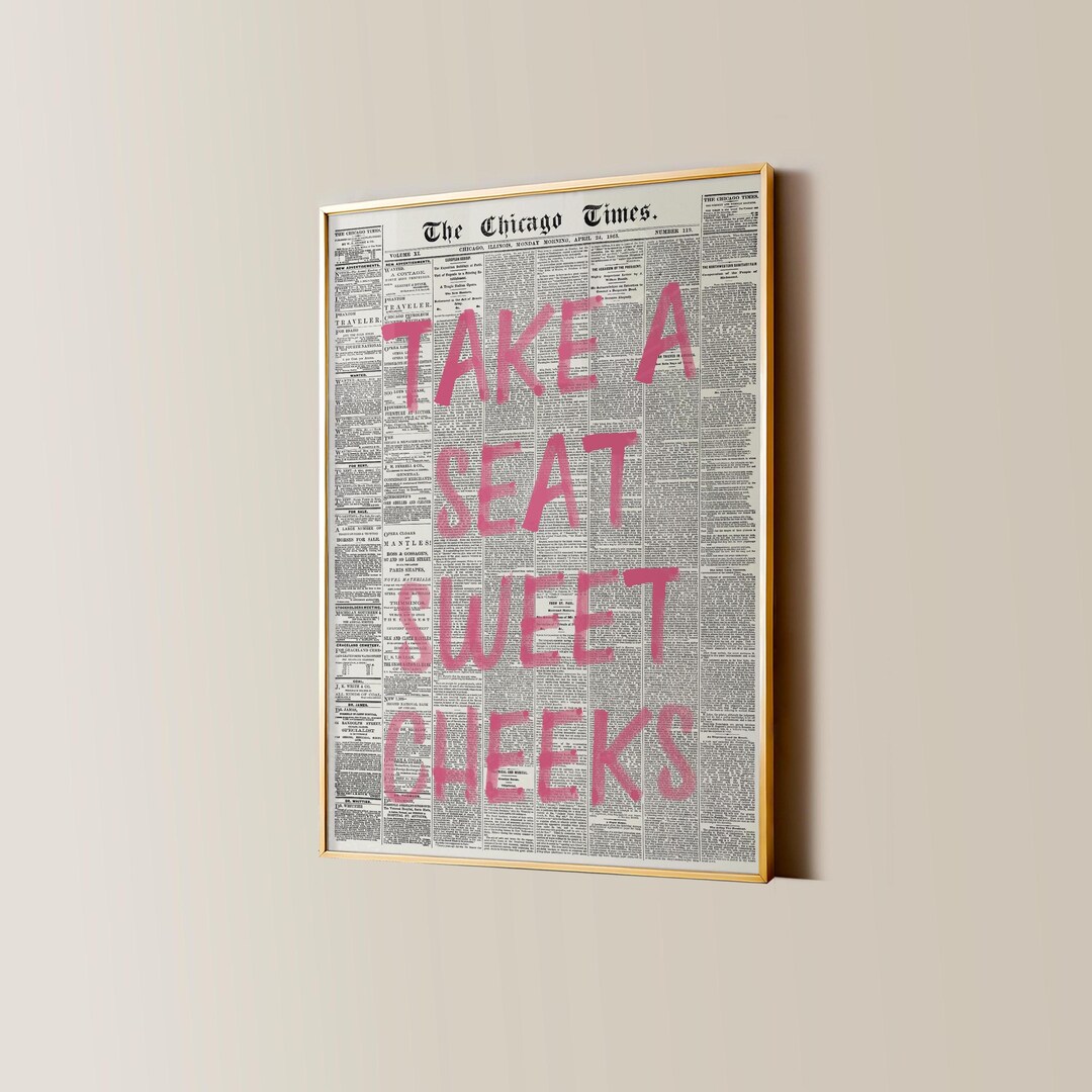 Sweet Cheeks Newspaper Print, Retro Bathroom Wall Art (digital Print ...