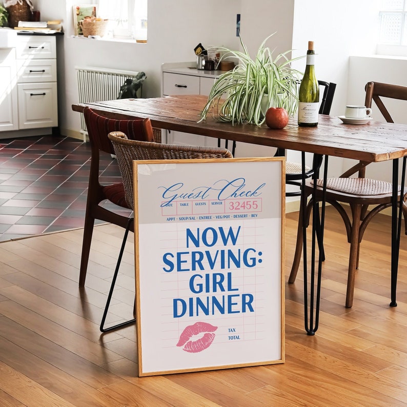 Girl Dinner College Apartment Print Funny Kitchen Prints - Etsy