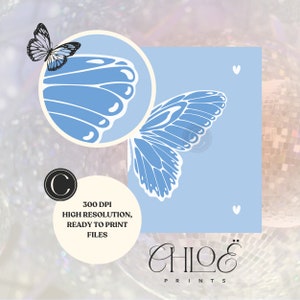 Coastal Cowgirl Butterfly Print Set, Light Blue Dorm Decor (digital ...