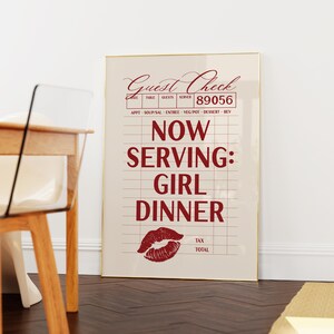 Girl Dinner Poster, Retro Kitchen Decor, Aesthetic Kitchen Wall Art ...